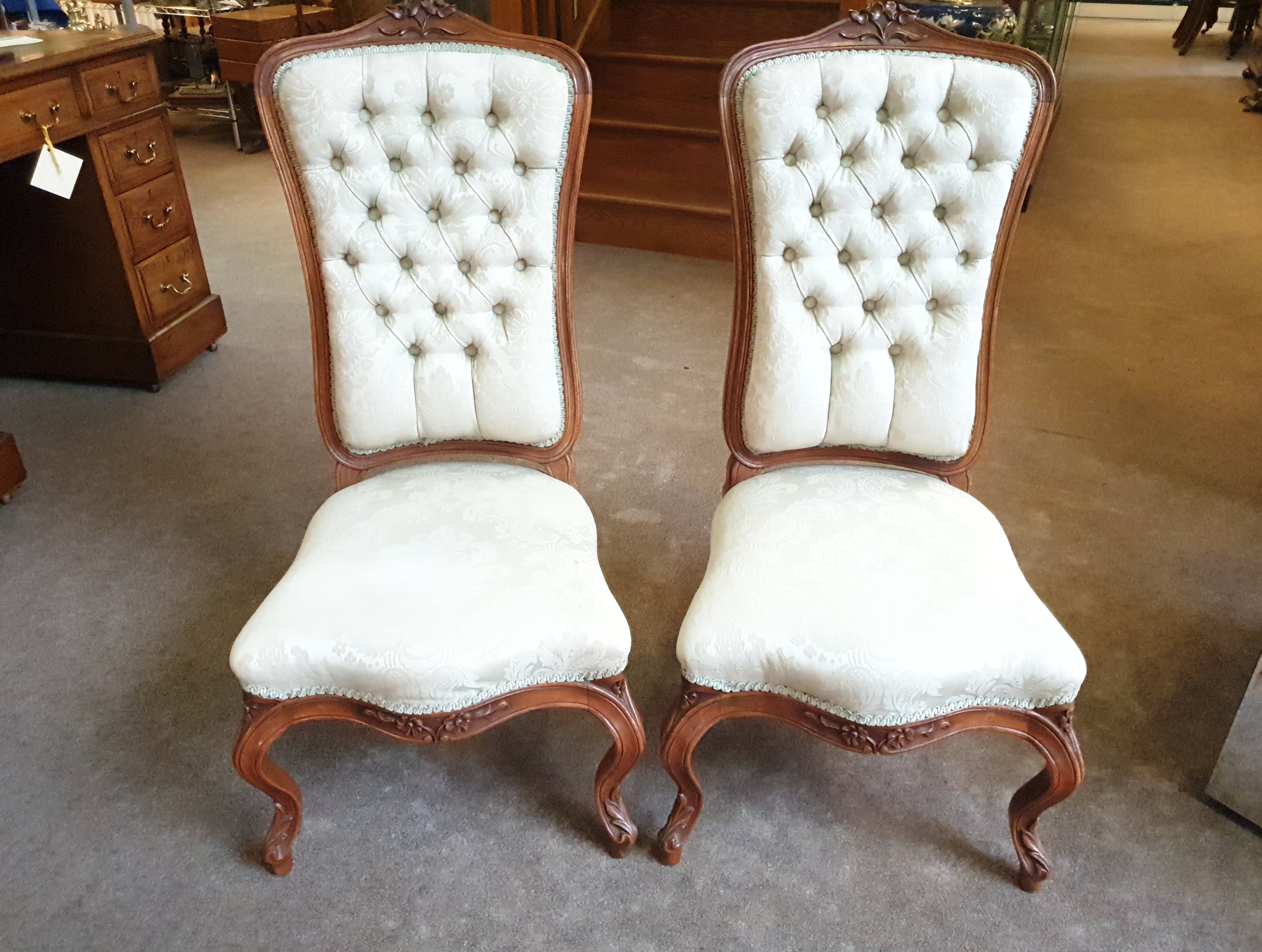 Stunning Pair Button Back Chairs | Bagham Barn Antiques