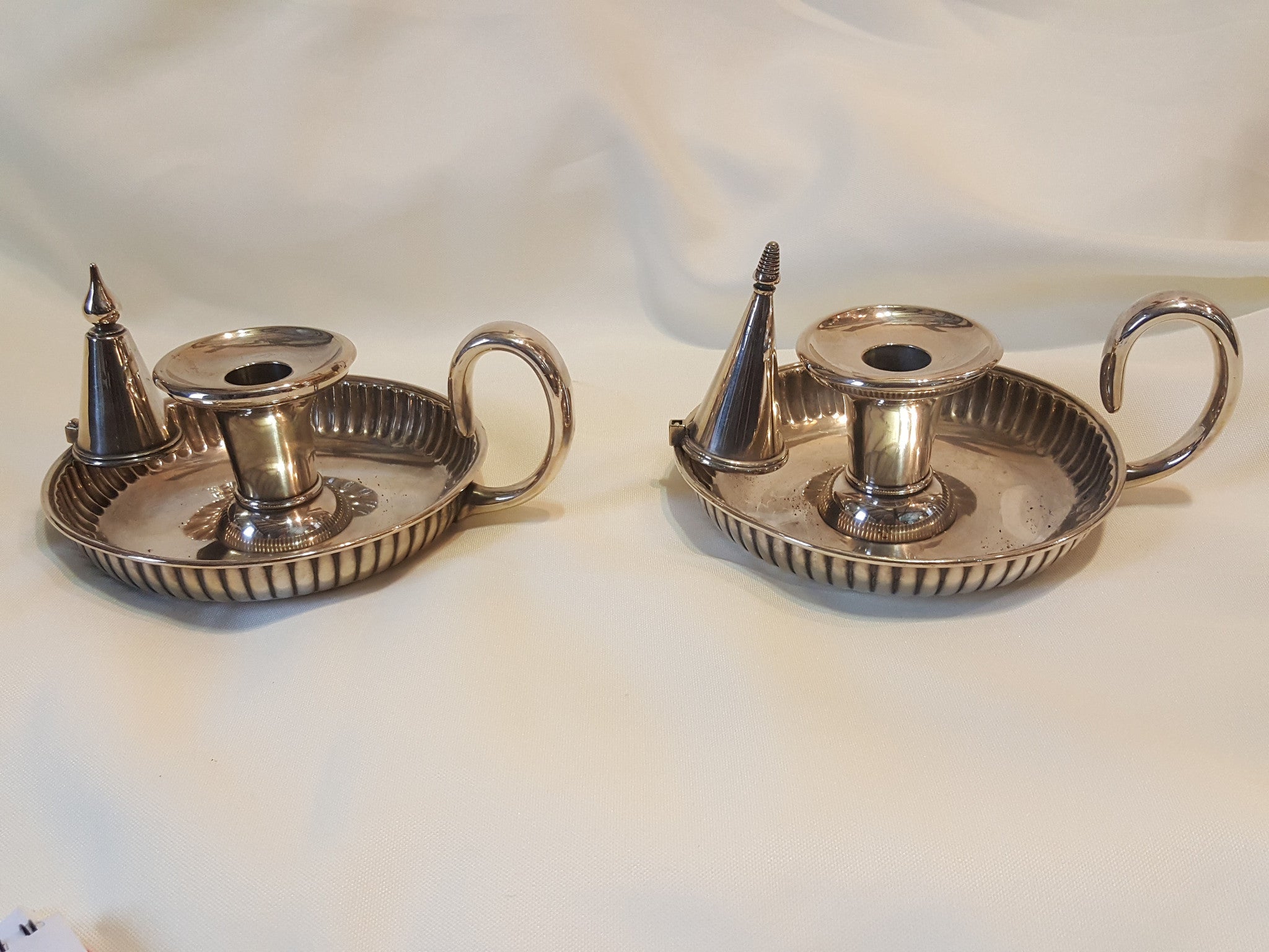 Pair Antique Candle Holders And Snuffers – Bagham Barn Antiques